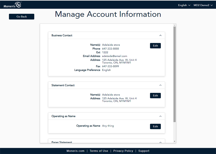 Manage account information