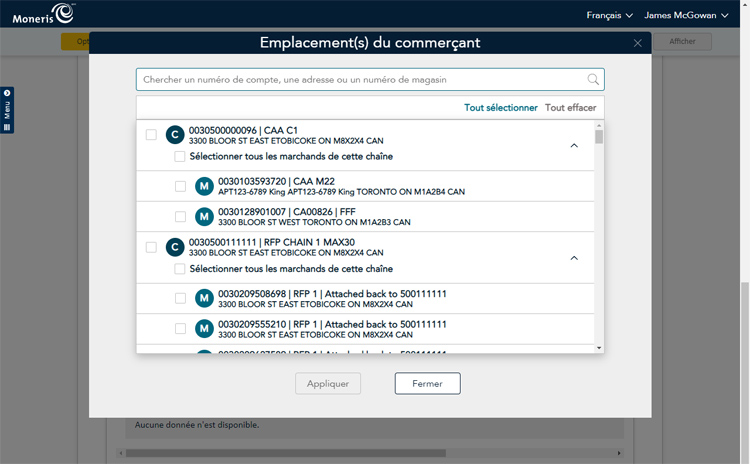 Sélectionner des comptes