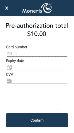 Pre-authorization - Card not present
