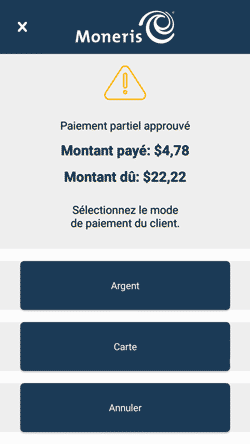Achat avec approbation partielle