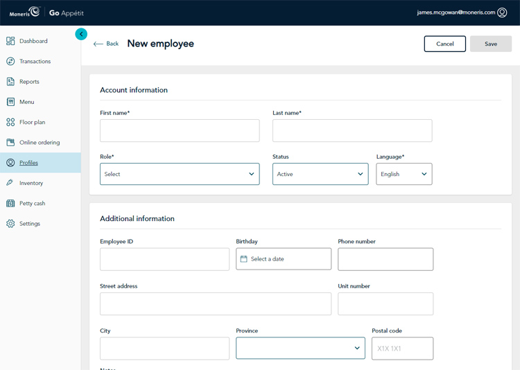 Create employee profiles