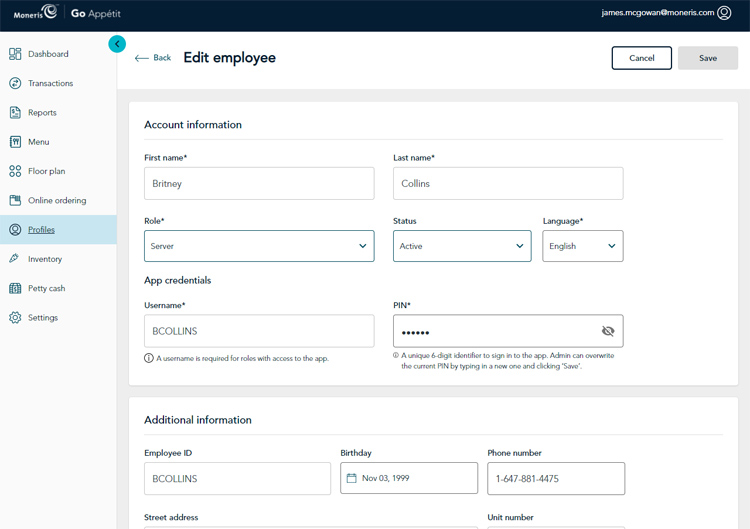 Edit employee profiles