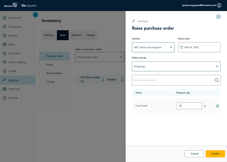 Create purchase orders