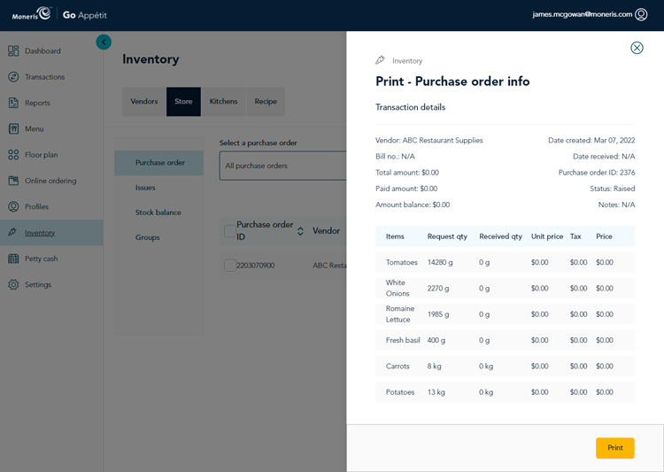 Print purchase orders