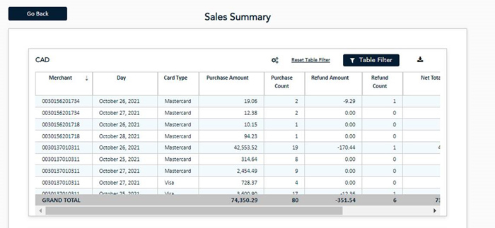 Sales Summary report